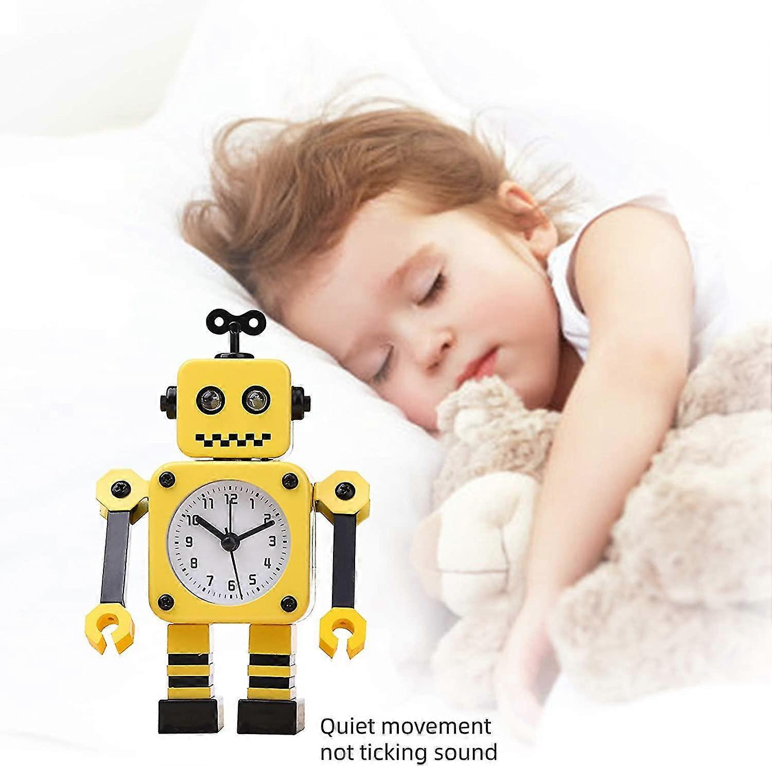 Robot Alarm Clock, Stainless Metal Silent Alarm Clock With Flashing ...