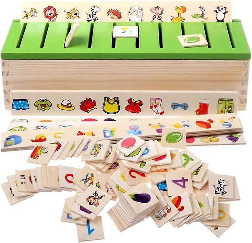 MagiDeal Kids Wooden Sorting Toys Set Sort in Numbers, Clothes ...