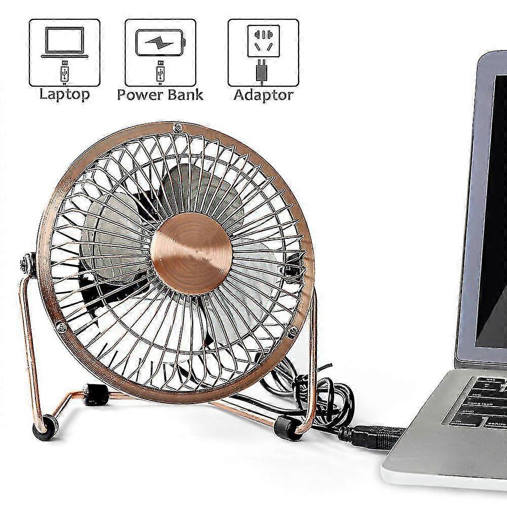 Mini Usb Electric Fan Quiet Personal Metal Retro Desktop Fan 360 ...