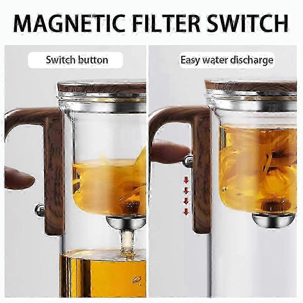 Tea Infuser Pot with Magnetic Filtration - Heat-Resistant Glass Teapot ...