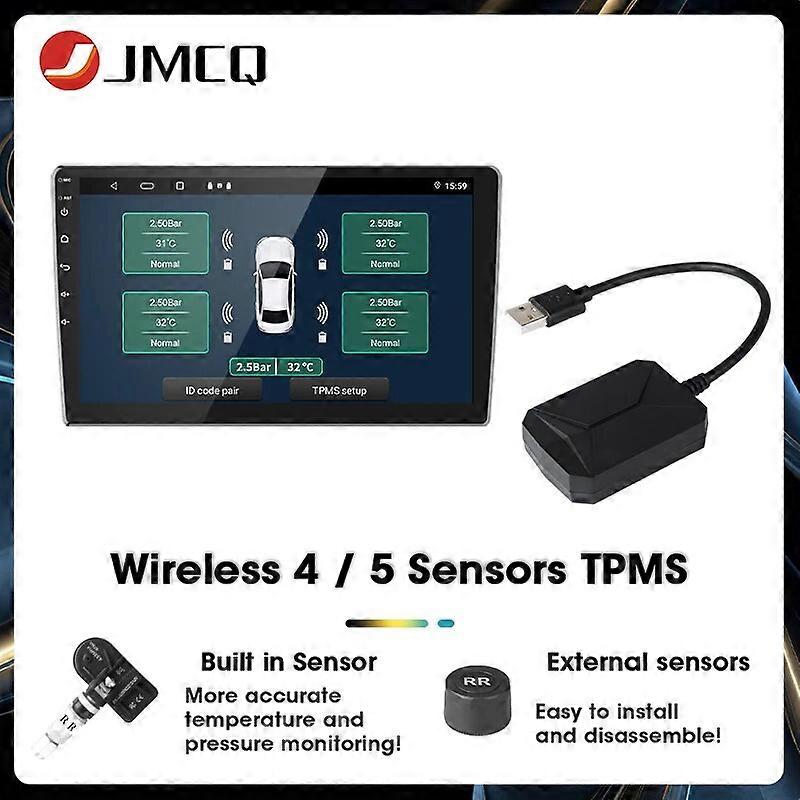 Motor Vehicle Sensors JMCQ USB Android TPMS Car Tire Pressure Alarm Monitor System For vehicle ...