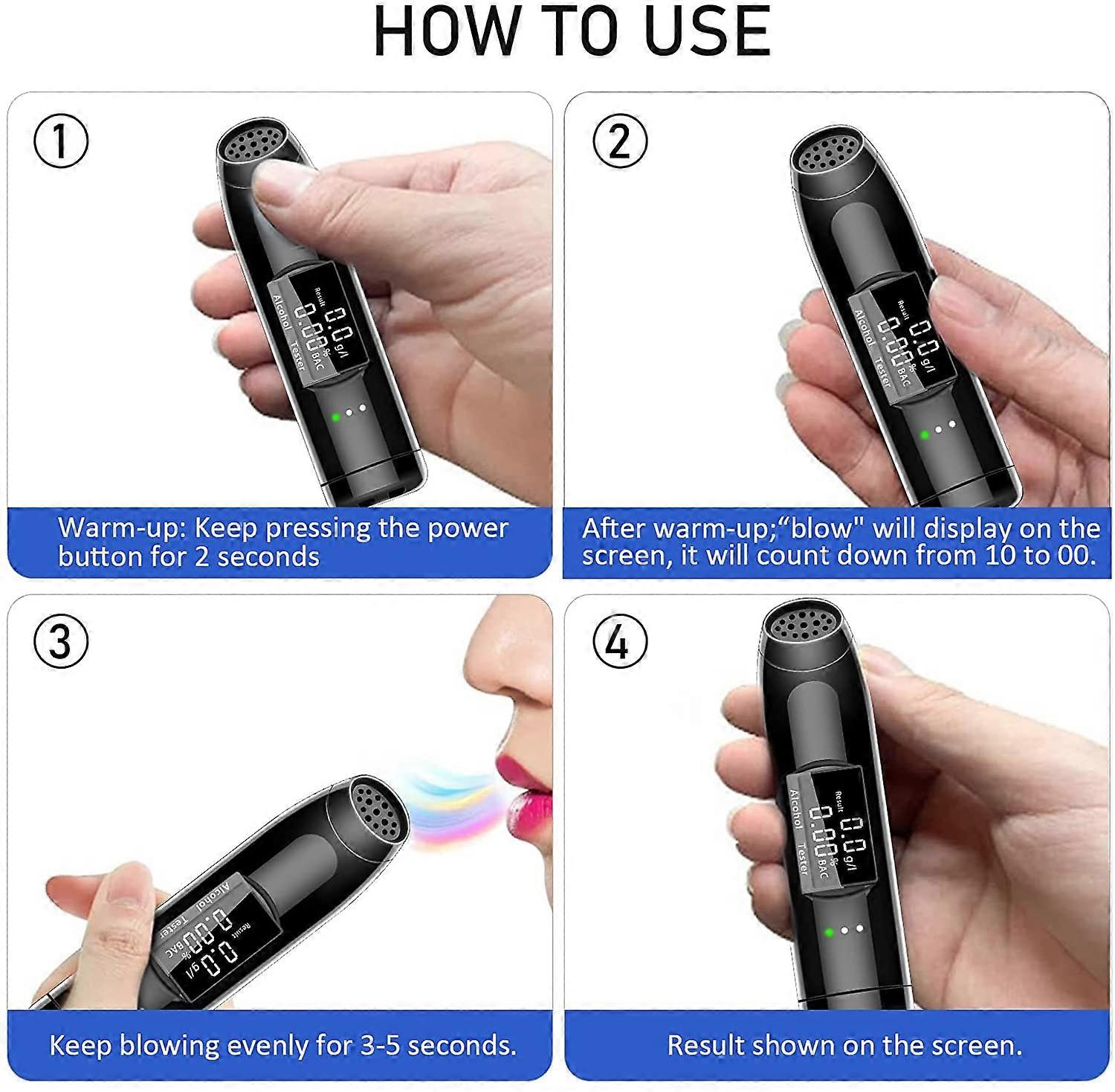 Portable Alcohol Tester Breathalyzer High Accuracy Alcohol Detector ...