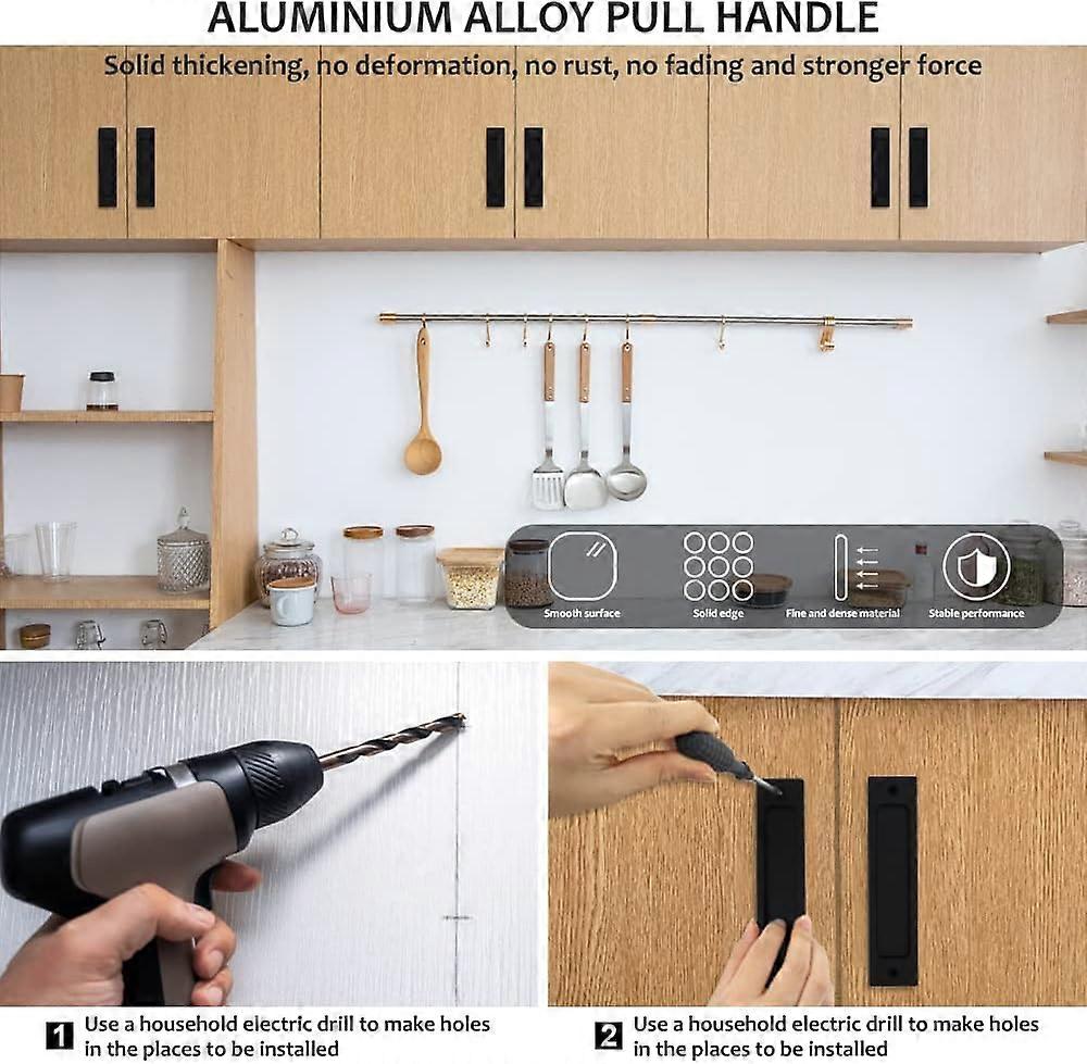2Pcs Rectangular Recessed Door Pull Handle with Screw, Flat Backside ...