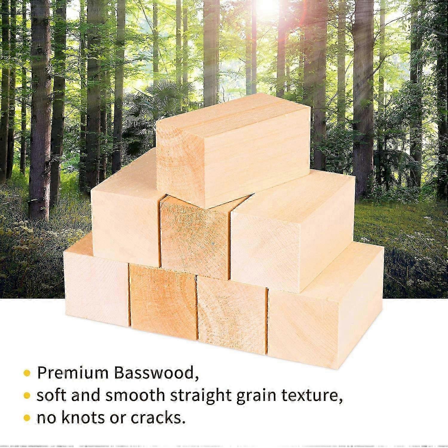 Basswood Carving Blocks 4 x 2 x 2 Inch, Whittling Wood Carving Blocks ...