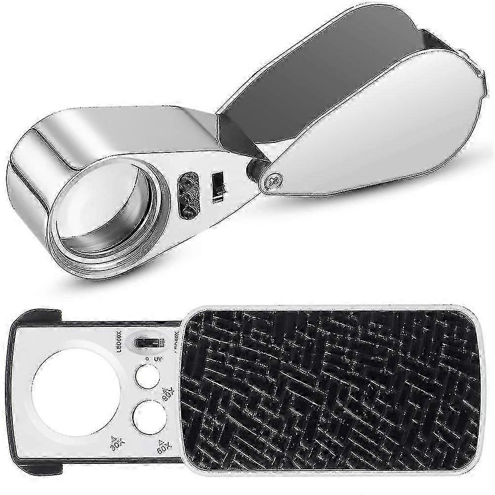2 Pack Jewelry Loupes 30x 60x 90x Illuminated Loupe Magnifier Jewelers ...