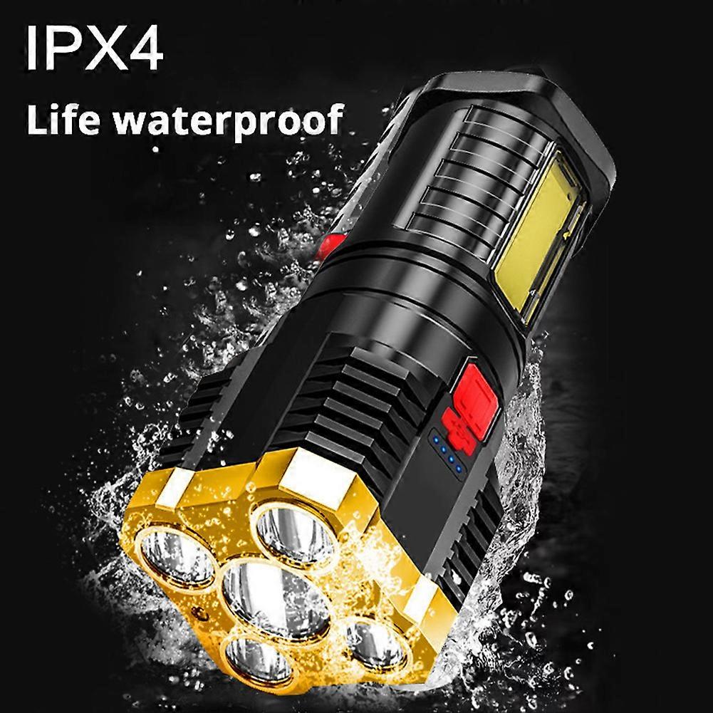 4led Flashlight Powerful USB Rechargeable Flashlight 500lm COB Camping ...