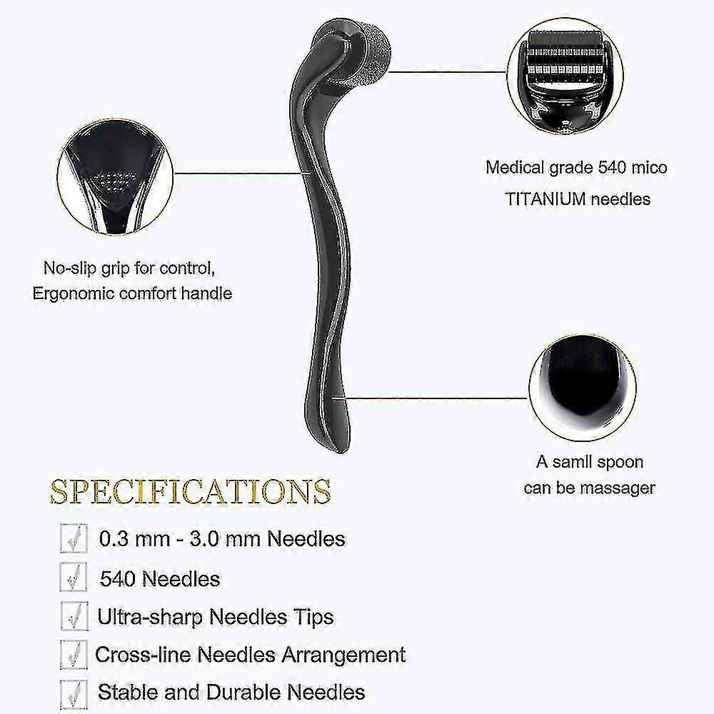 Derma Roller 1.5mm, 540 Titanium Microneedle Roller For Face Facial ...