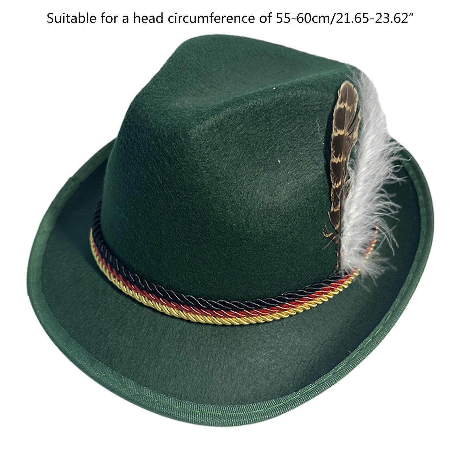 Male Round Derby Hat Breathable Feather Decors Bucket Hat Adult ...