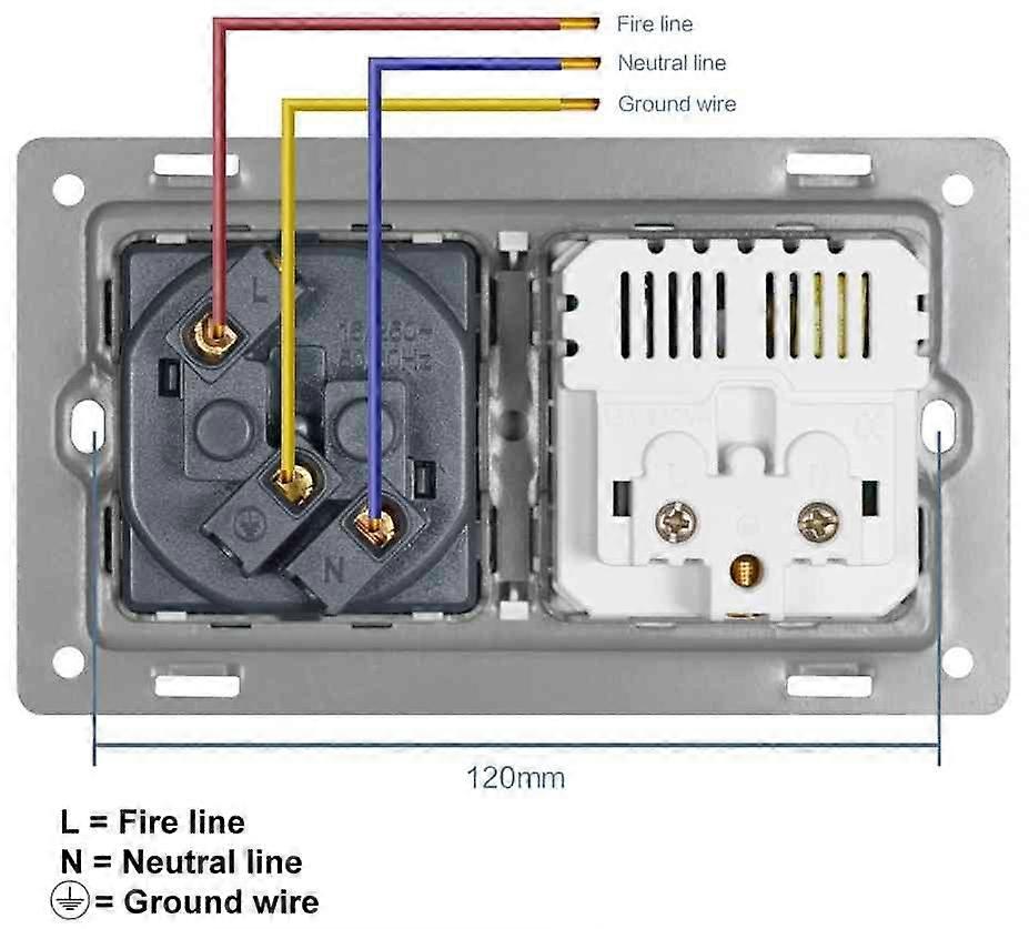 Eu Plug Double Socket 16A 250V + 2 USB Wall Electrical Outlets White ...