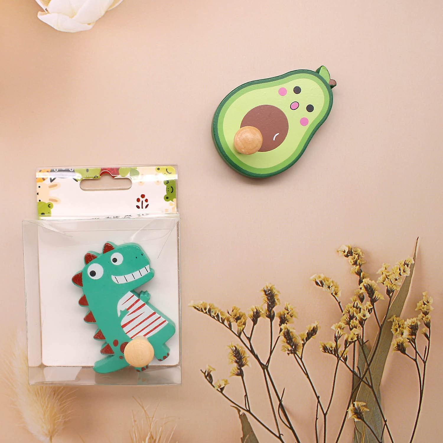 Self Adhesive Hooks, Cute Cartoon Wooden Sticky Hooks, Wall Hooks Stick ...
