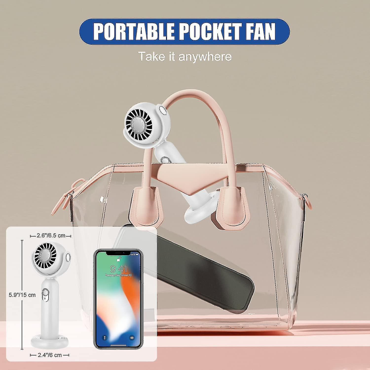 Mini Portable Fan, Handheld Fan Strong Winds 3 Speeds, Desk Fan With ...