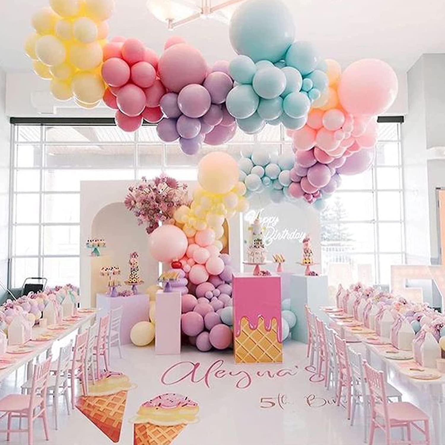 Pastel Balloons Garland Arch Kit 143pcs Macaron Rainbow Balloons Birthday Party Background ...