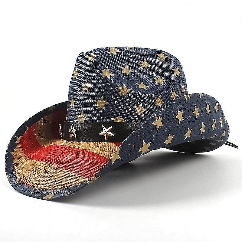 Summer Classic American Flag Cowboy Hats For Men Wide Brim Usa Cowgirl ...