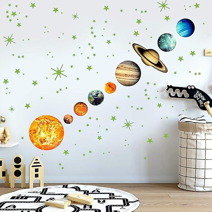 Luminous Stickers 9pcs Planets Luminous Stars Solar System Planets ...