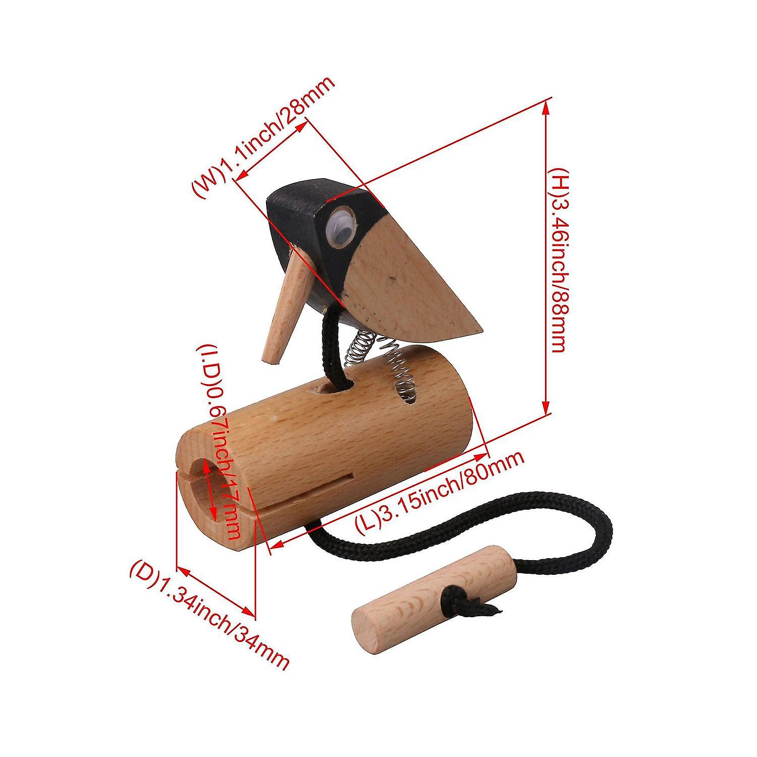 For 3.15x1.18x3.35Inch Solid Real Wood Pull Rope Woodpecker Tone Block ...
