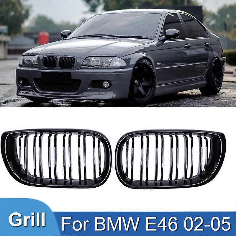For BMW 3 Series E46 Car Front Bumper Grilles Racing Grill Kidney Dual ...