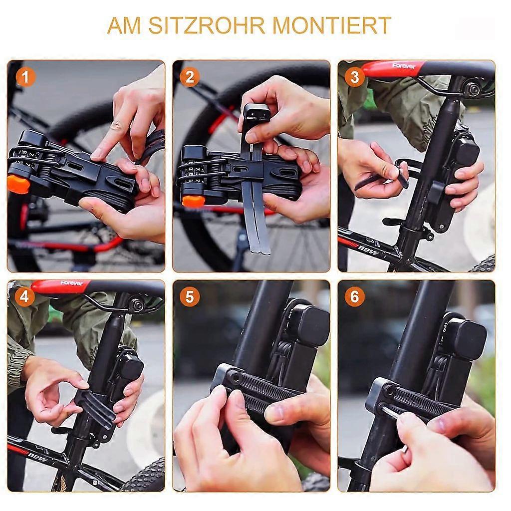 Bike lock folding lock with bracket, 4-position bike combination lock ...