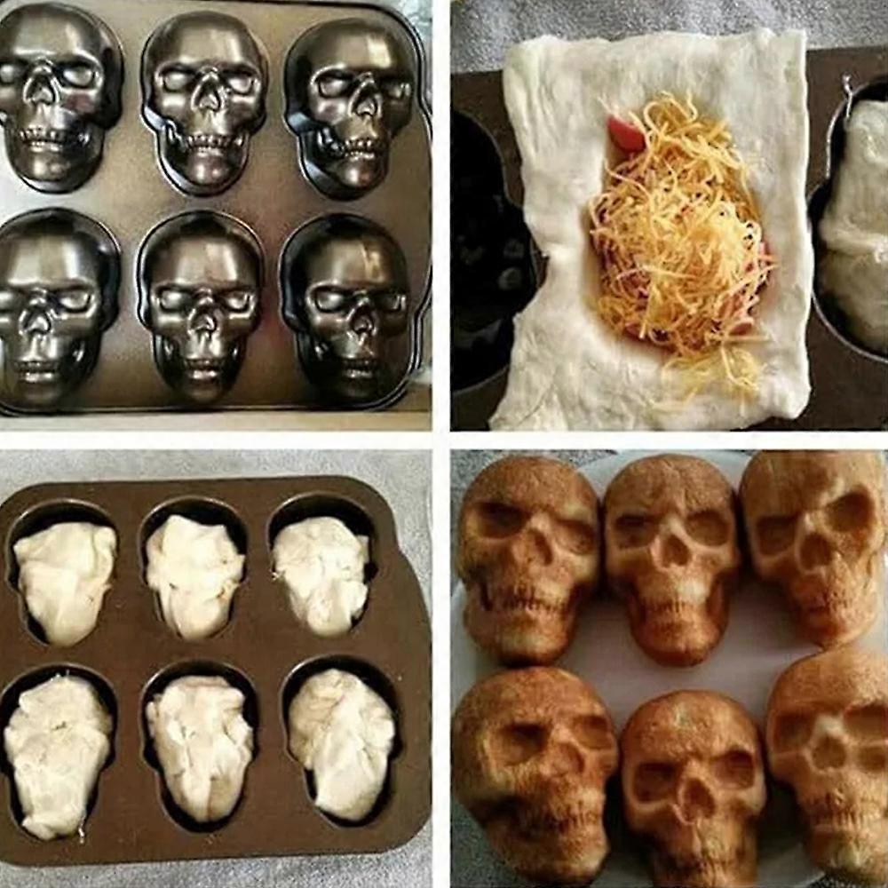 Skull Cake Pan Metal Skull Cakelet Mold Skull Pirate Cake Tin Baking ...