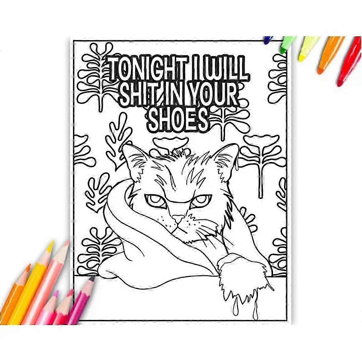 Swearing Cats Catitude: Coloring Book Of Funny Kitty Memes For Adult ...