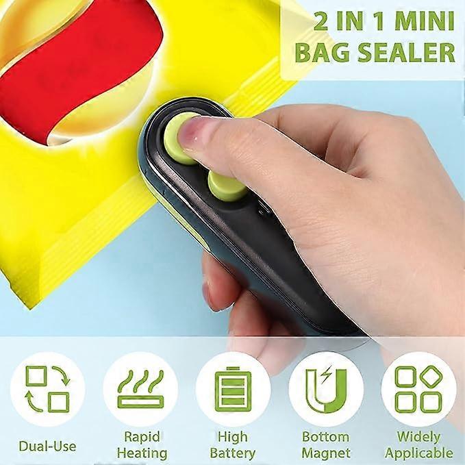 Mini Bag Sealer Chip Bag Sealer with Cutter and Magnet Handheld Heat ...