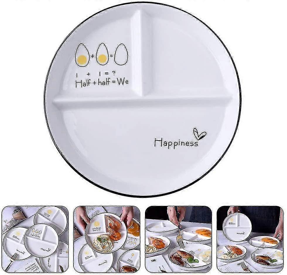 Split Ceramic Dinner Plate 3 Cut Food Plate Lunch Plate | Fruugo UK