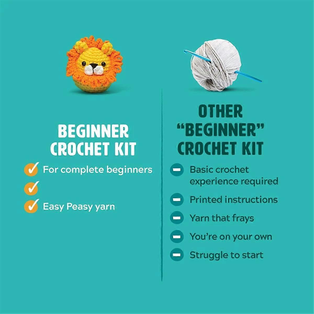 Beginners Crochet Kit with Yarn DIY Knitting with Step-By-Step Video ...