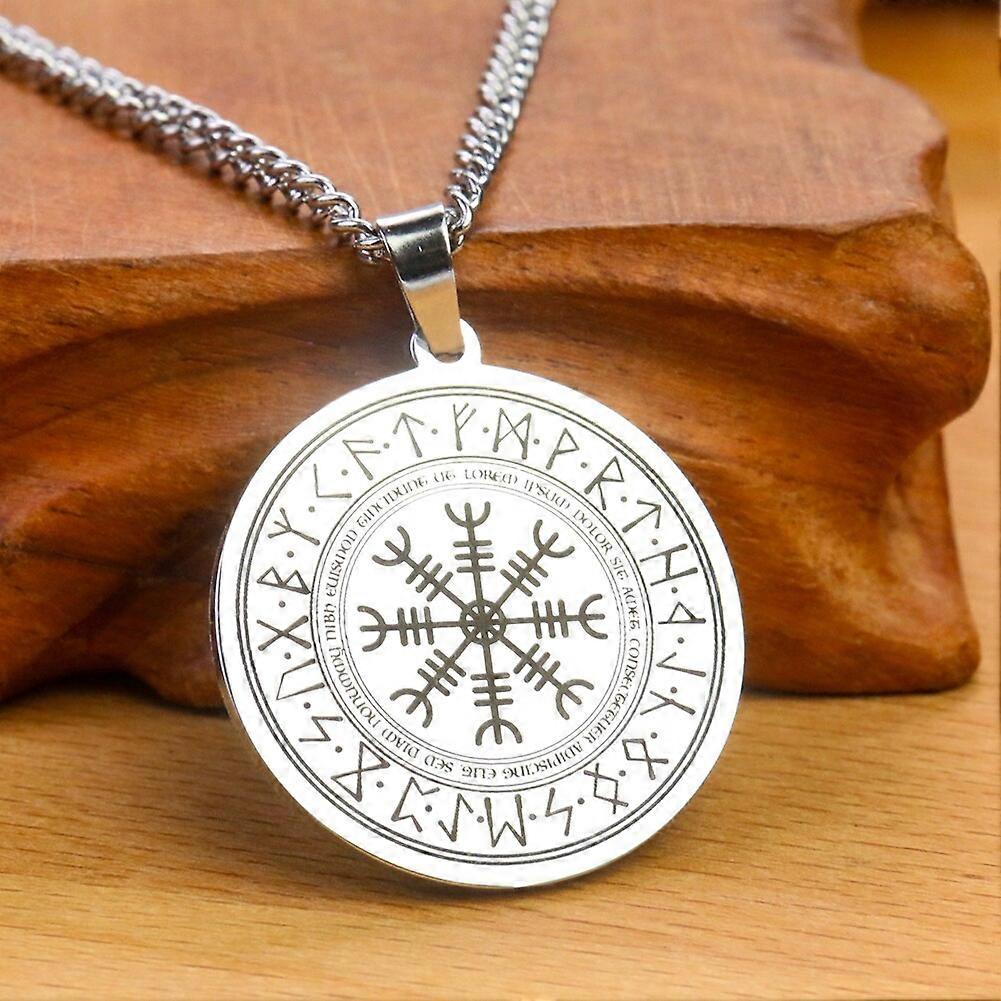 Stainless Steel Necklace Aegishjalmur Invincible Viking Odin Logo ...