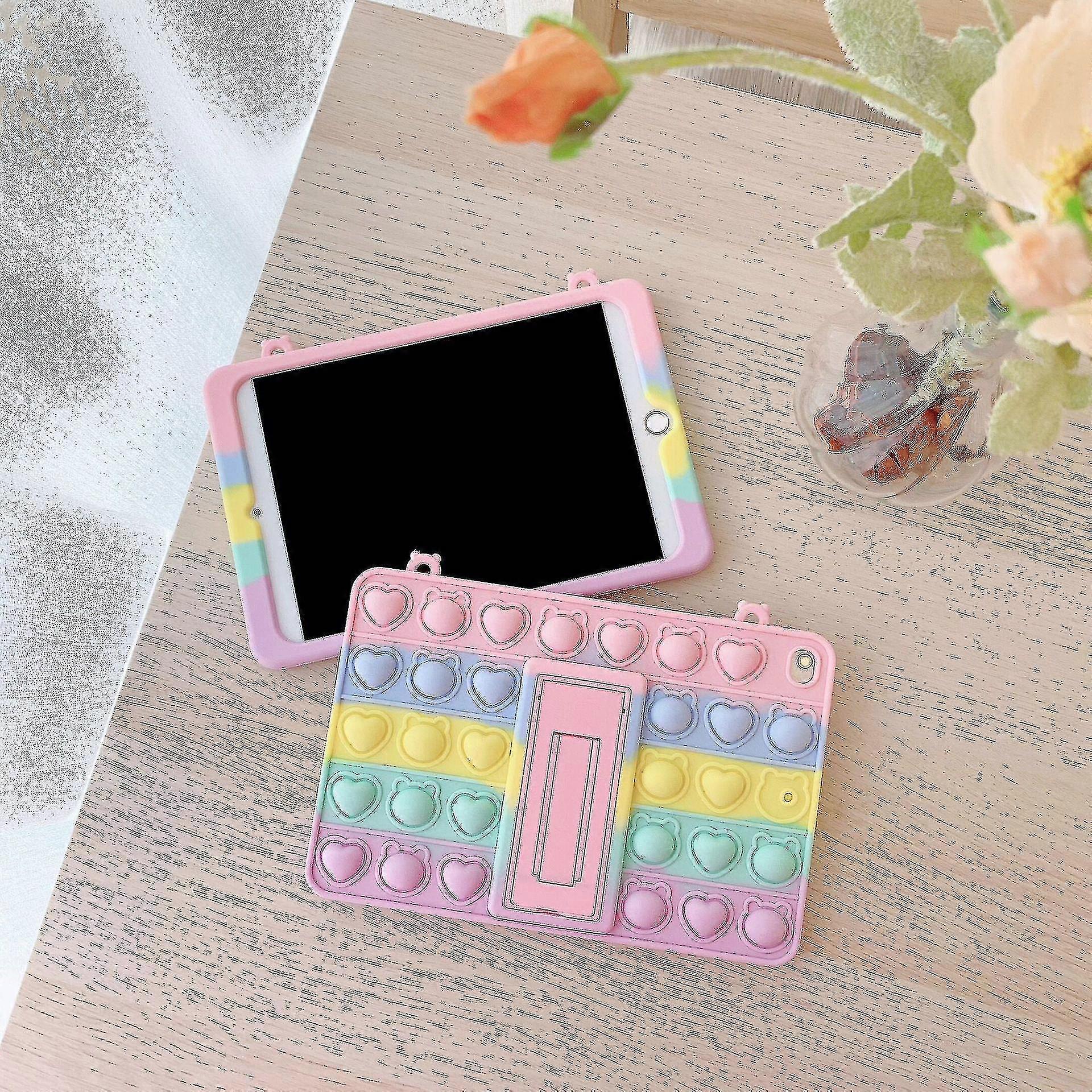 Pop-it Push Bubble Fidget Toy Silicone Cute Case For Ipad With Lanyard ...