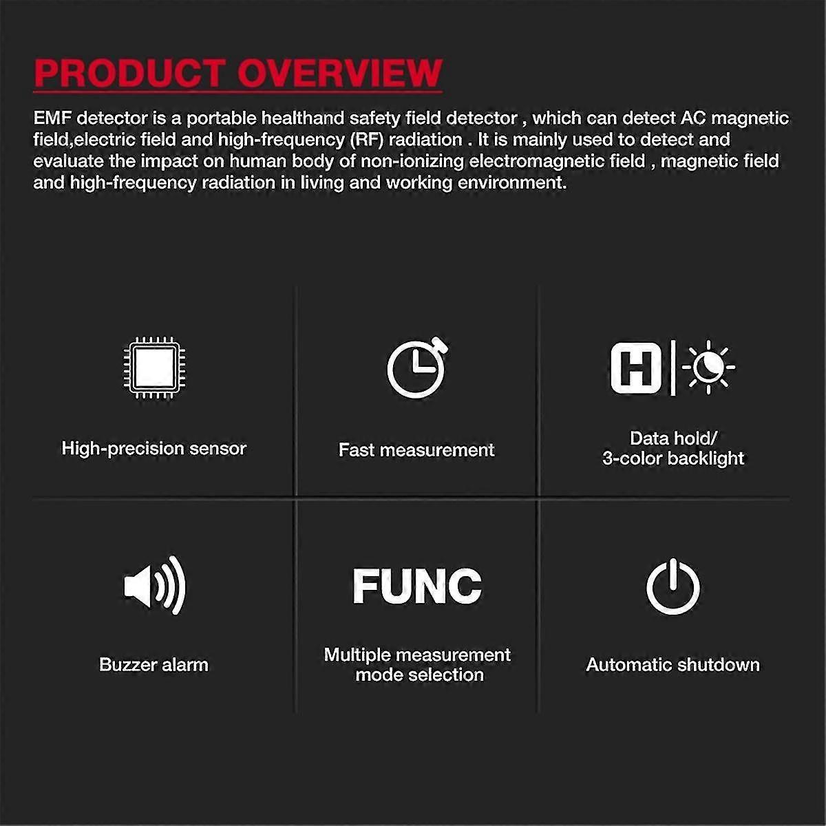 HT627 EMF Meter Professional Electromagnetic Field Radiation Detector ...