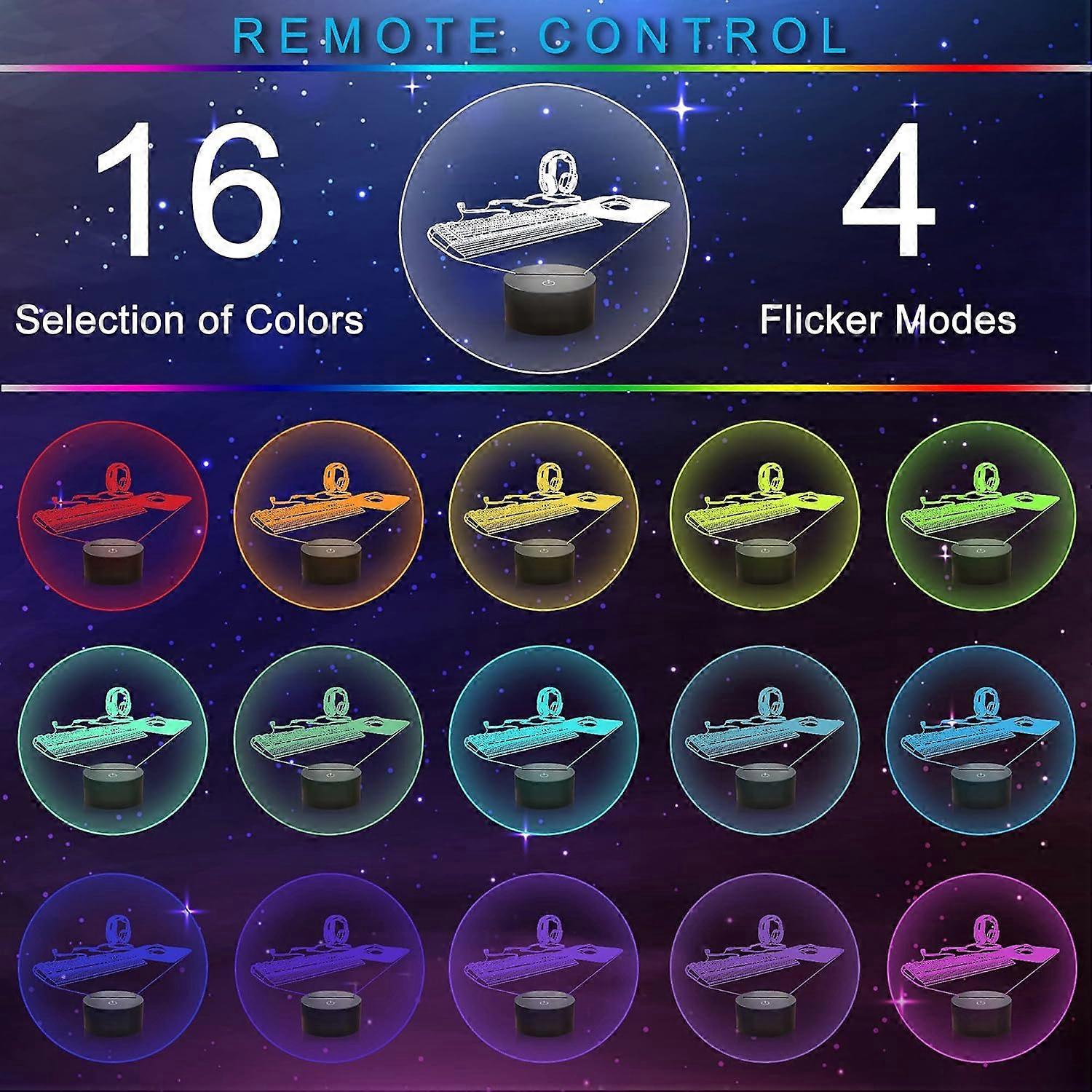 3D Gamepad Illusion Lamp, Game Controller Night Light with Remote ...