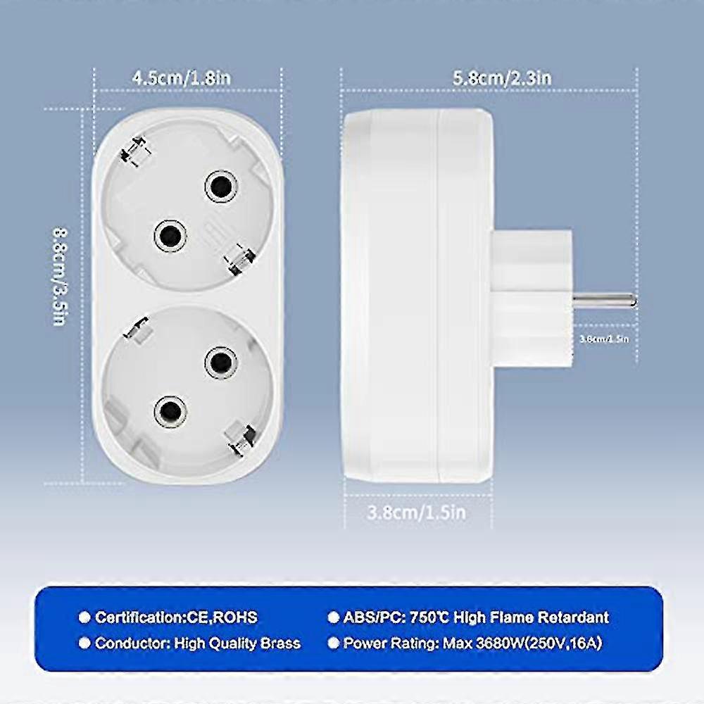 3pcs Socket Adapter, 2 In 1 Double Plug Triple Socket 16a/250v, 3680w ...