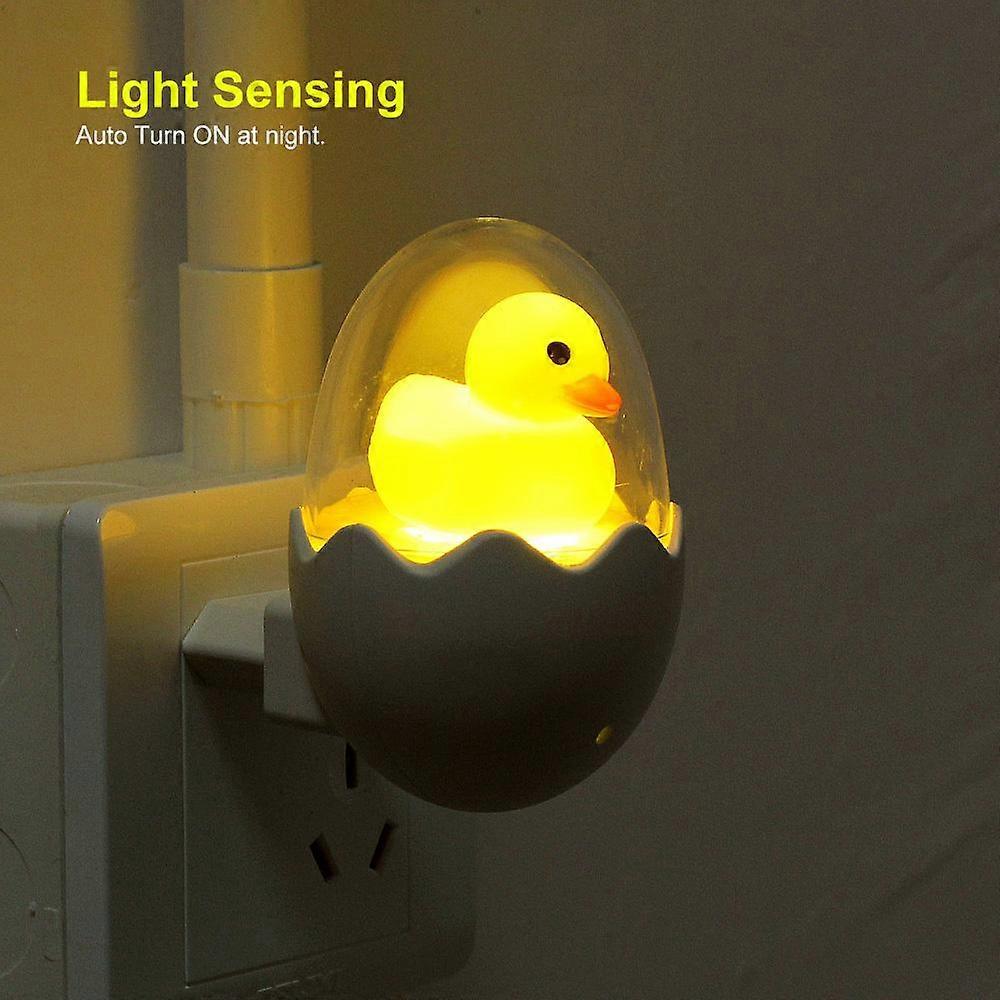 EU Plug 220V Wall Socket Lamps LED Night Light Control Sensor Cute Duck ...