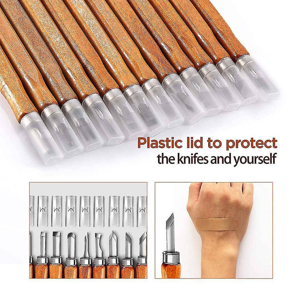 Barsinfi 12 Sets Of Sk5 Carbon Steel Wax And Wood Carving Tool Rubber ...