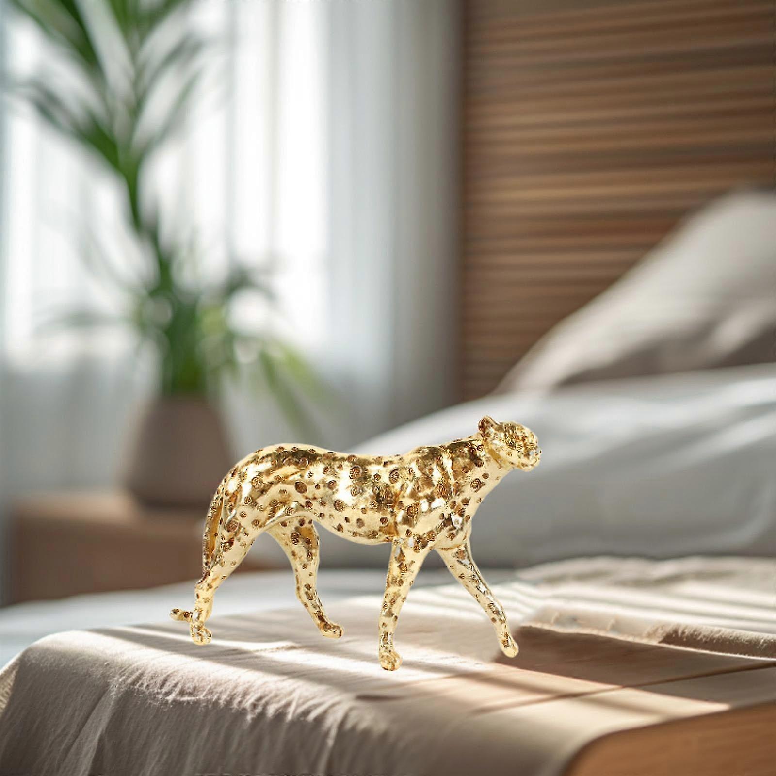 Gold Cheetah Figurine Animal Sculpture Decorative Table Centerpiece ...