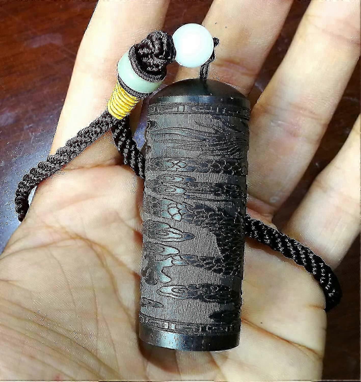 Ebony Blackwood Snuff Bottle Portable With Metal Spoon Snorting Snorter ...