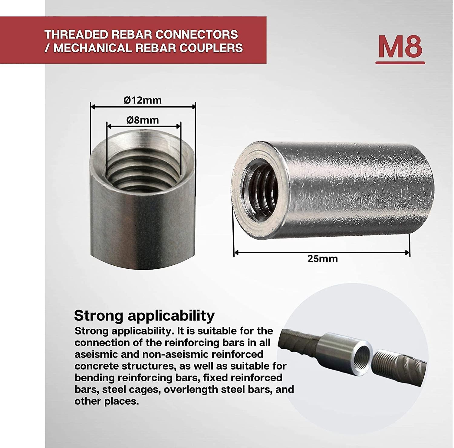 Industrial | M8 Threaded Sleeve | Pack 30 | Female Coupling For Steel ...