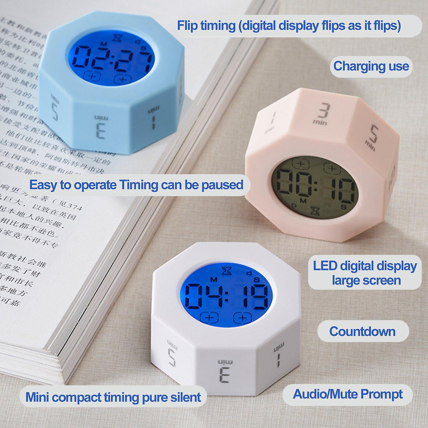 Mini Digital Timer Portable Octagon Touch Control LED Display Flipping Gravity Sensor ...