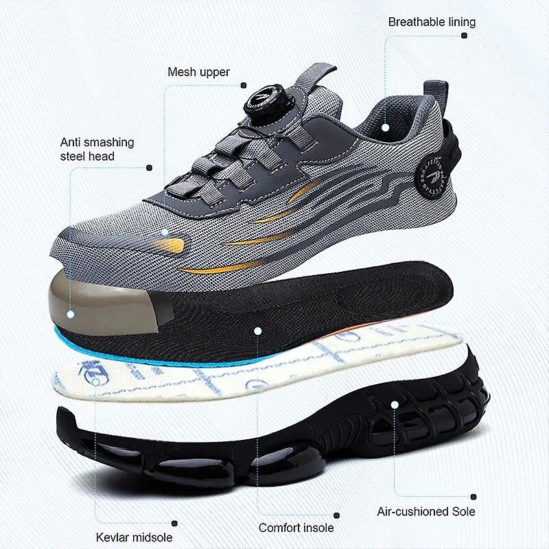 Rotating Button New Safety Shoes Men Anti-smash Anti-puncture Work ...