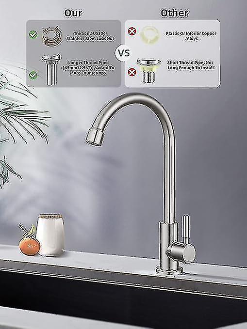 Cold Water Only Tap SUS304 Stainless Steel Faucet for Kitchen Sink ...