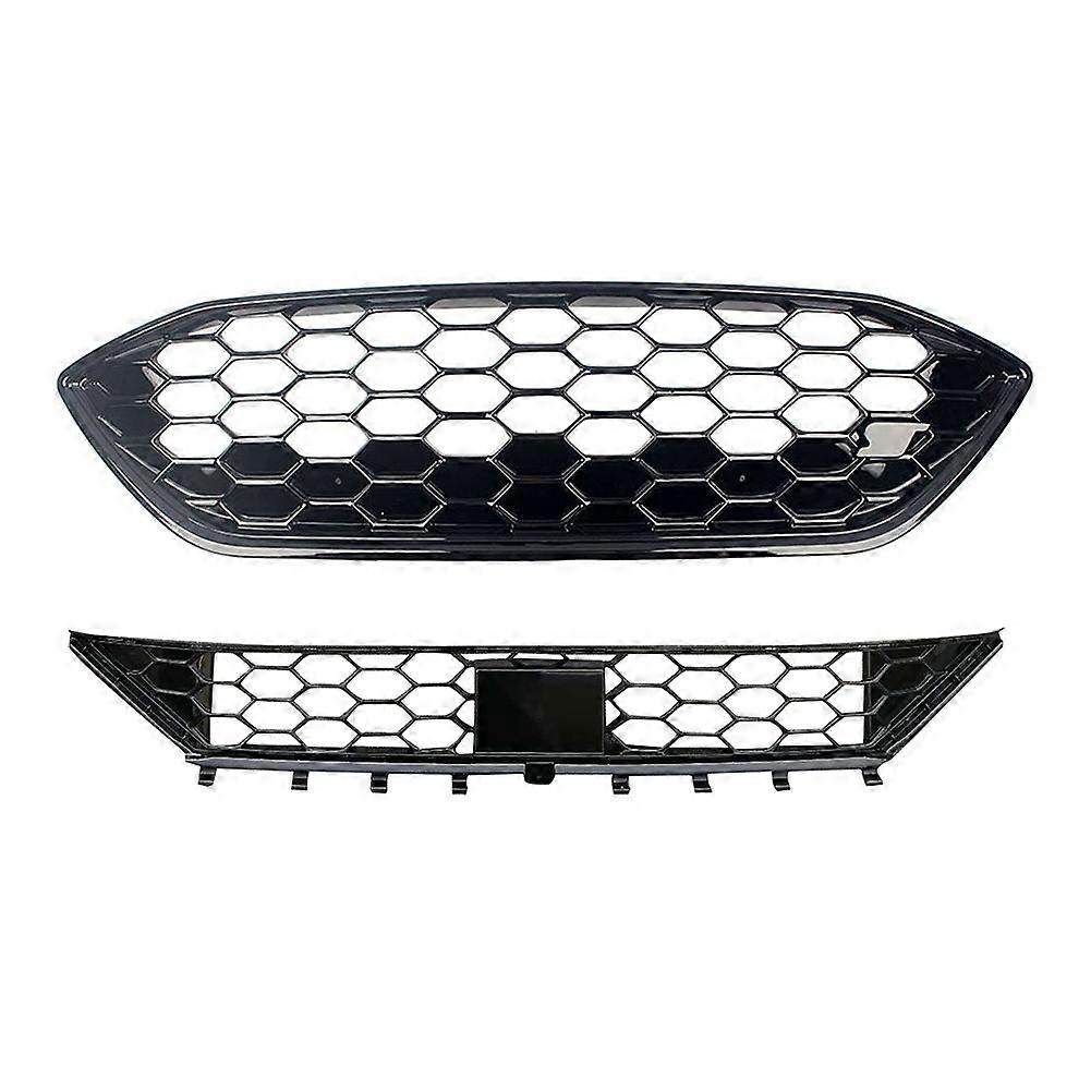 Car Front Racing Billet Upper&Lower Bumper Grille Facelift Grill For ...