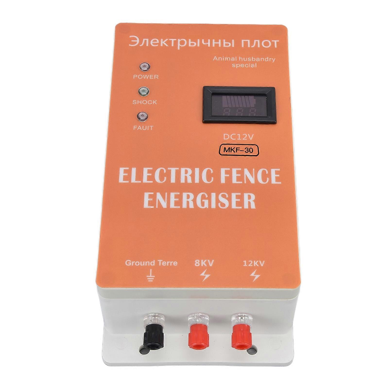 30KM Electric Fence Energiser Safe High Voltage Pulse Animal Fence ...