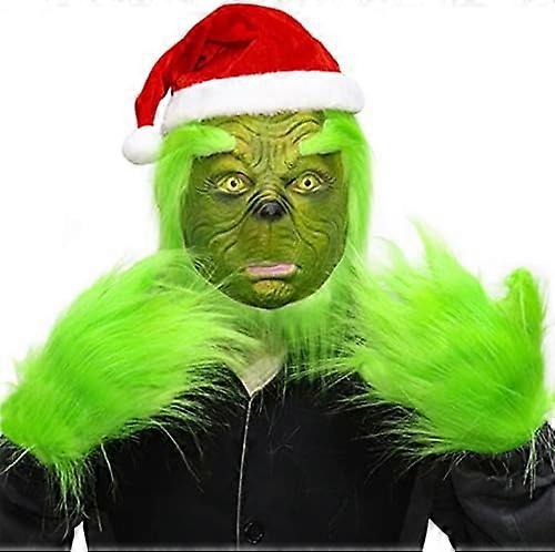 3 Piece Grinch Costumes for Men Women, Grinch Mask and Gloves Hat Set ...