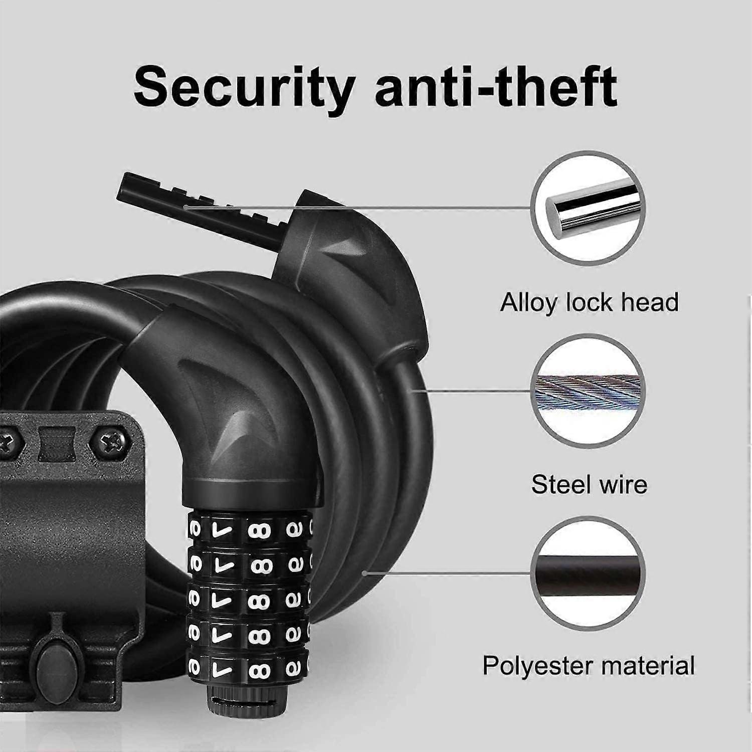 Bike Lock Cable Bicycle Lock - Cycle Lock High Security Combination ...