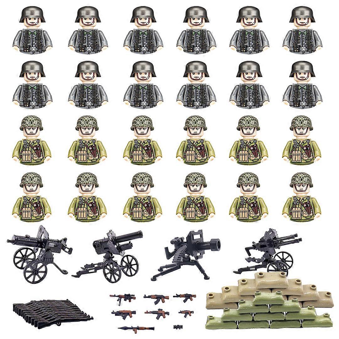 24 Pcs/Set Military Soldiers Building Blocks Toys WW2 Army Soldier Mini ...
