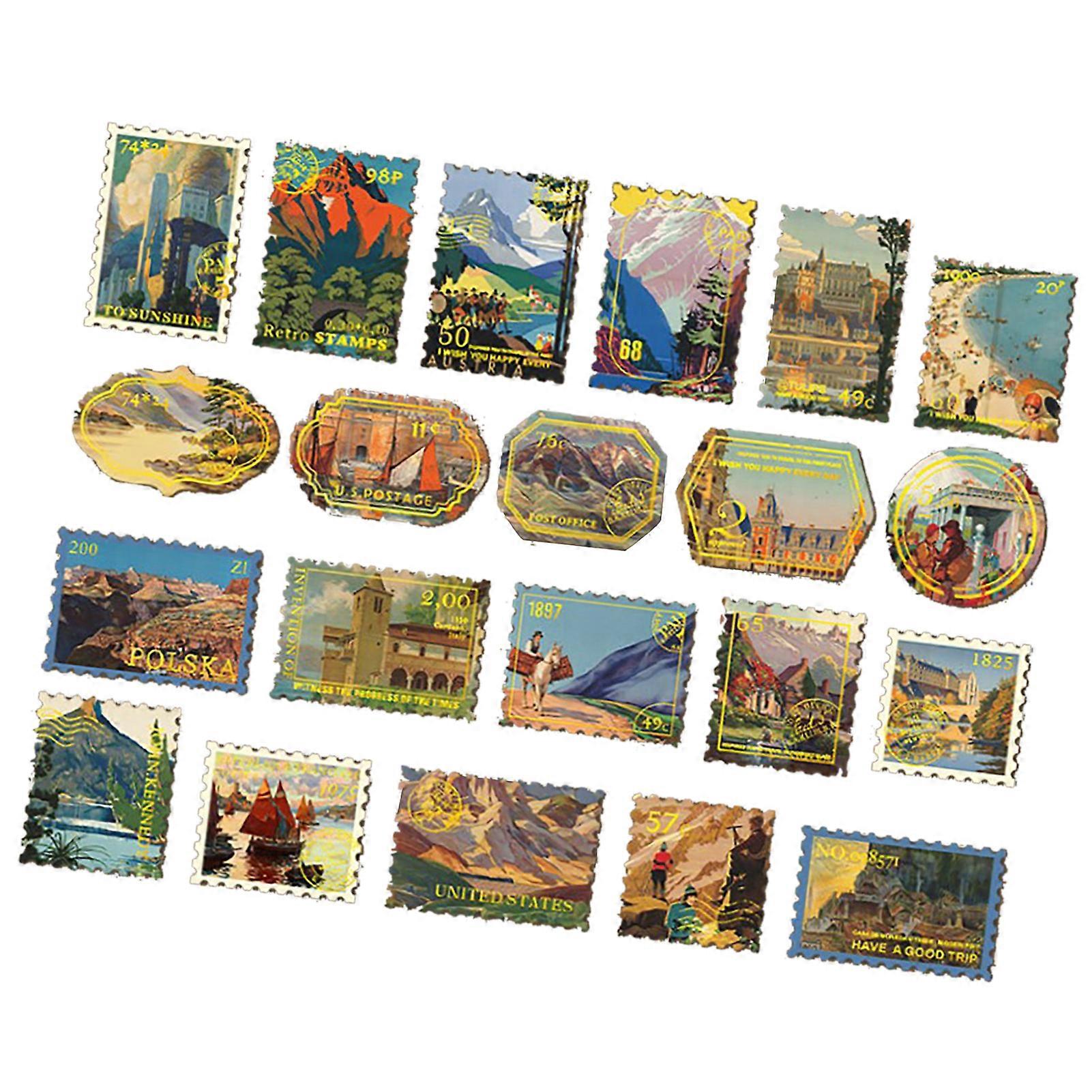 40 Pieces Post Stamp Stickers DIY Art Crafts Decorative Vintage Postage ...