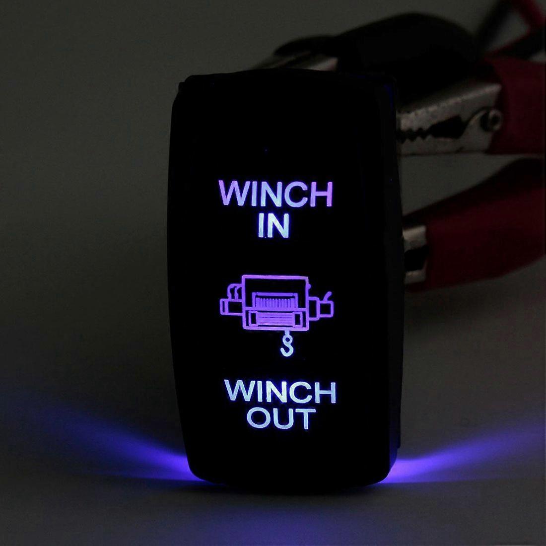7Pin Laser Momentary Rocker Switch Winch In Winch Out 12V ON-OFF-ON LED ...