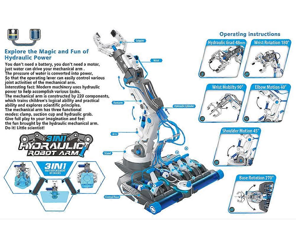 Hydraulic Mechanical Arm Toy Birthday Gift DIY Assembly Plastic Robot ...