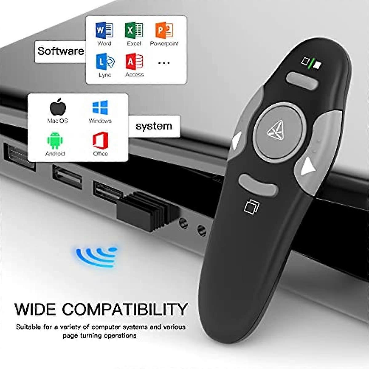 QUI Presentation Clicker Pointer 24GHz Wireless Presenter Remote ...