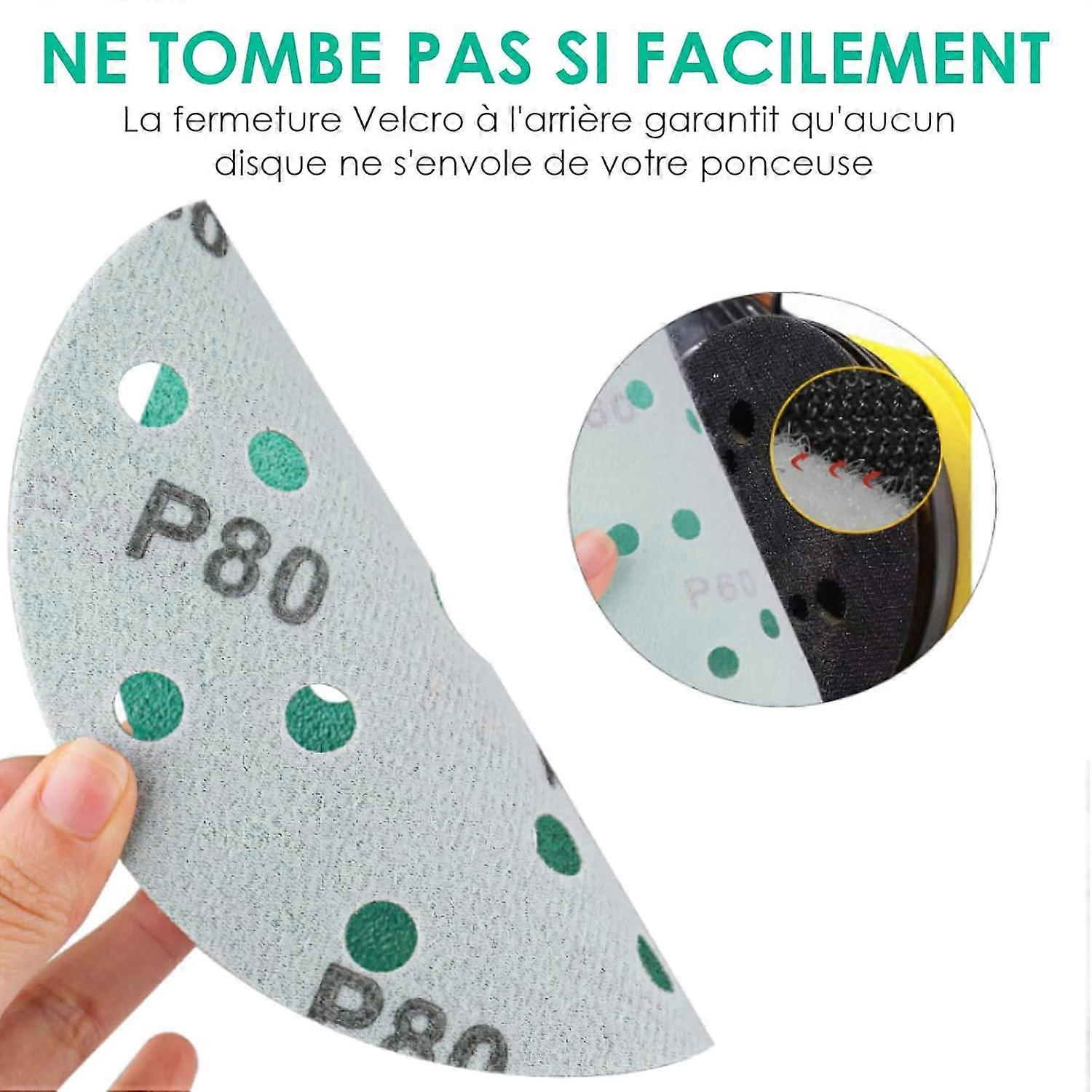 50 Pieces 150 mm Sanding Discs, 15 Holes, 10x Grit 60/80/120/180/400 ...