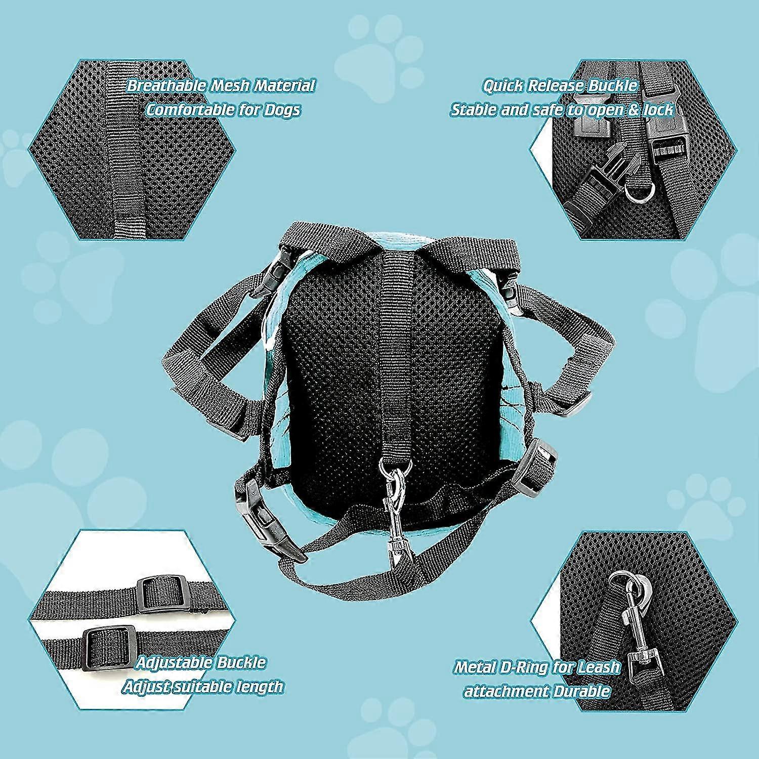 Dog Backpack Harness With Leash, Built-in Dog Poop Bag Dispenser ...